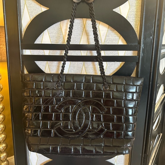 CHANEL | Bags | Chanel Black Brick Chocolate Bar Style Quilted Enamel ...